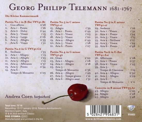 Andrea Coen - Telemann: Die Kleine Kammermusik, 6 Partiten, Concerto in ...