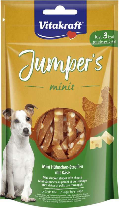 Vitakraft Jumpers Mini Kip en Kaas - hondensnack - 80 gram | bol