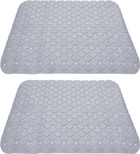 2x stuks anti-slip badmatten licht grijs 55 x 55 cm vierkant - Badkuip ...