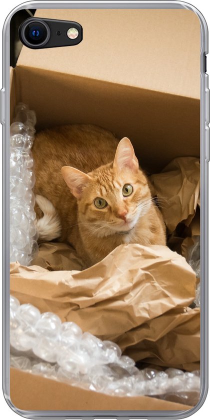 Telefoonhoesje Geschikt voor iPhone 7 hoesje - Kat - Doos - Rood ...
