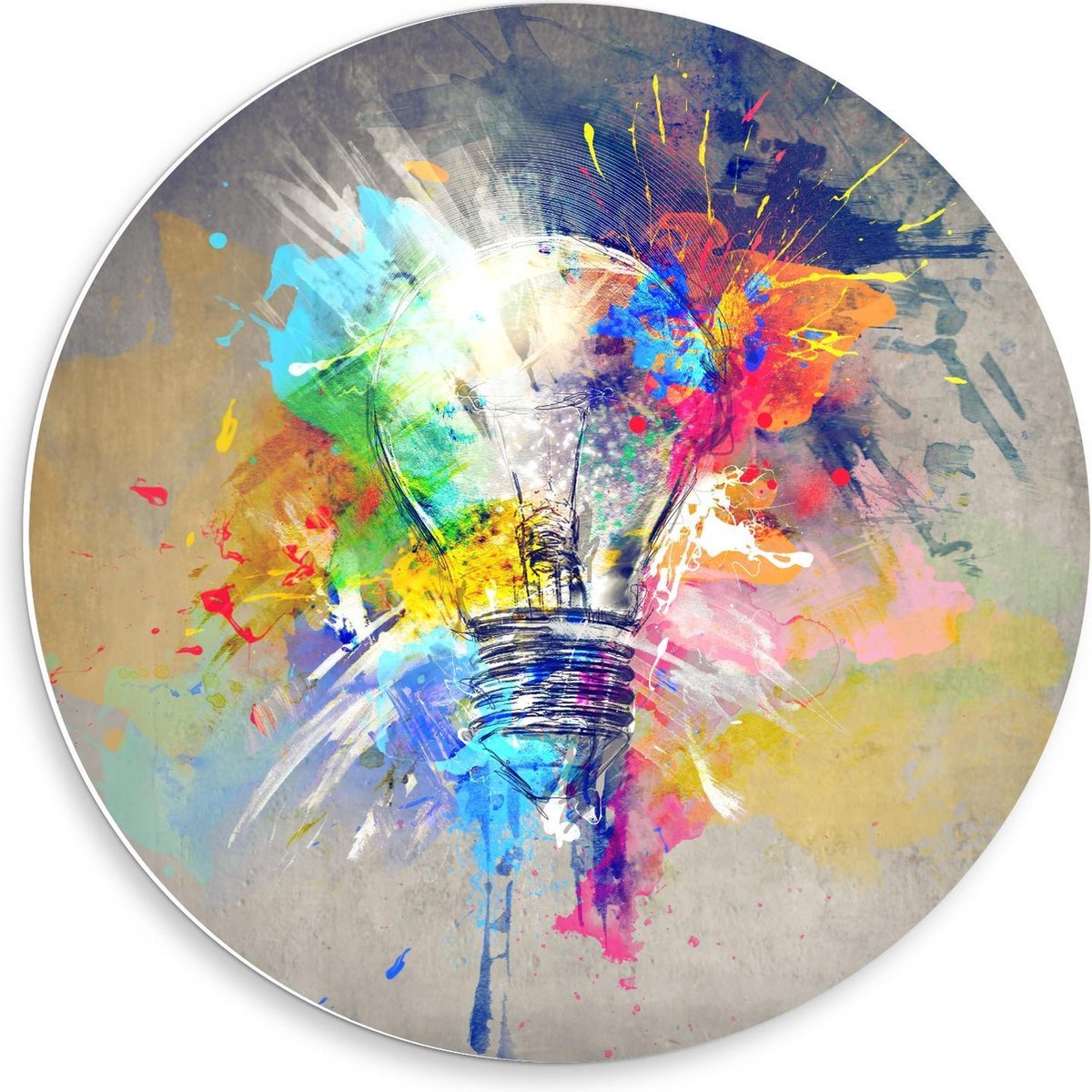 Forex Wandcirkel - Realistische Lamp Getekend - 50x50cm Foto op ...