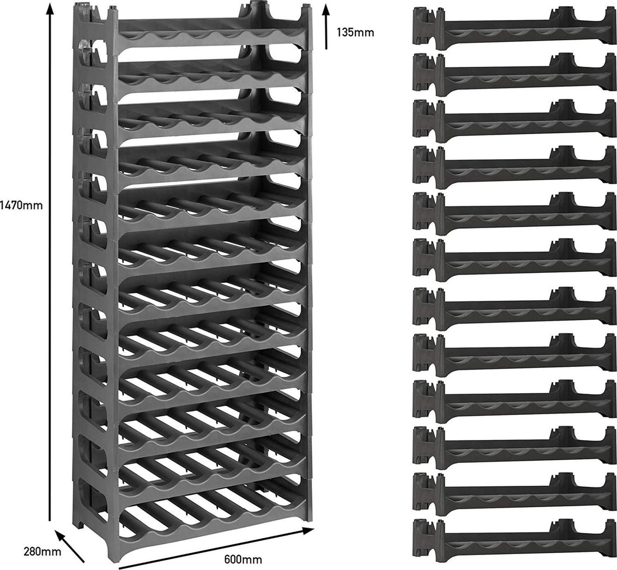 Grizzly flessenrek modulair stapelbaar - wijnrek voor 72 flessen ...