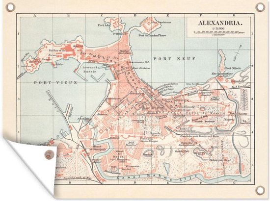 Illustration d'une ancienne carte d'Alexandrie en Egypte affiche de ...