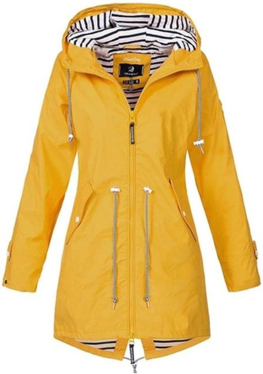 Waterdichte jas - Dames - Speciale regenjas - Lichtgewicht jas - Geel - Maat XS | bol.com