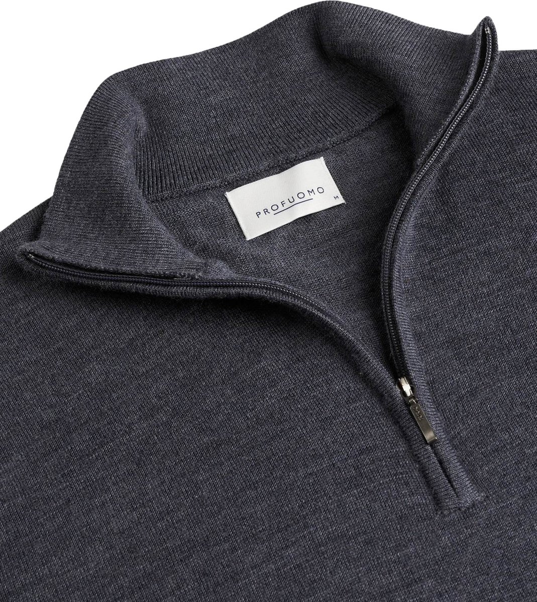 Profuomo - Half Zip Merinowol Antraciet - Maat L - Modern-fit | bol.com