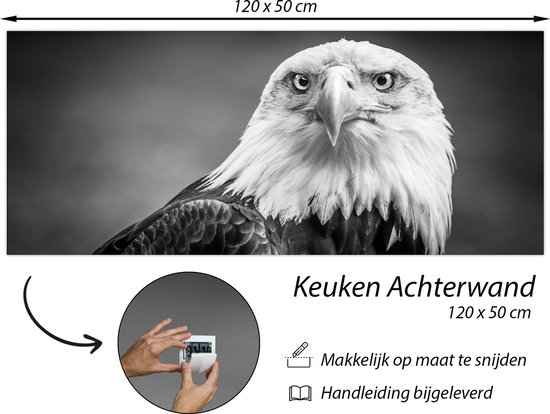 Keuken achterwand behang - Waterafstotend - Arend - Roofvogel - Zwart ...