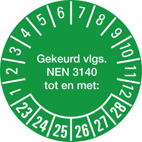 NEN 3140 keuringssticker 23-28, PVC folie 20 mm - 36 per kaart | bol.com