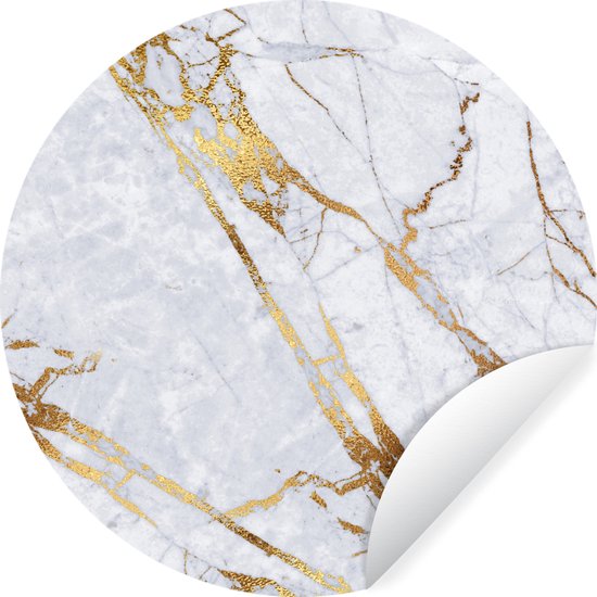 WallCircle - Muurstickers - Behangcirkel - Marmer - Patroon - Goud - 100x100 cm -... | bol