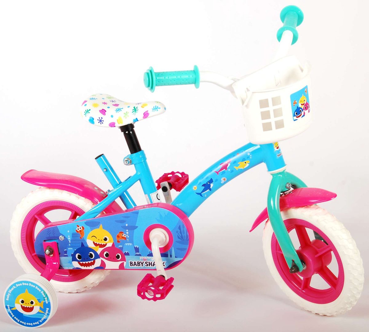 Baby Shark Kinderfiets - Unisex - 10 inch - Roze Blauw - Doortrapper ...