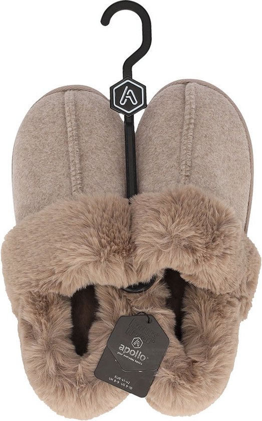 Apollo | Instap sloffen dames | Vilt | Taupe | Maat 37/38 | Dames ...