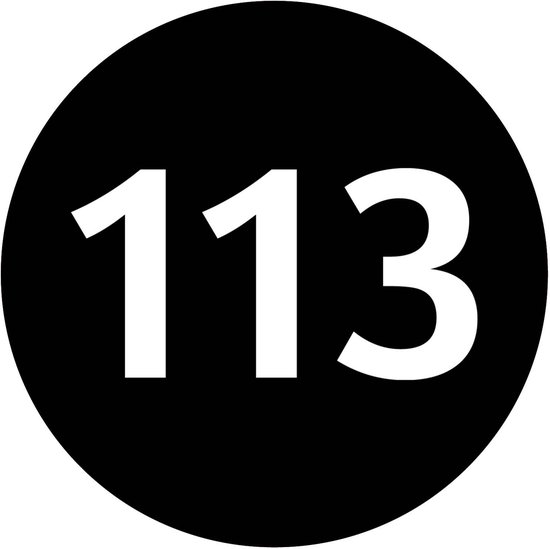 Containerstickers Huisnummer "127" - 25x25cm - Zwart met Witte Cirkel ...