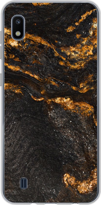 Geschikt voor Samsung Galaxy A10 hoesje - Marmer print - Kalk - Zwart ...