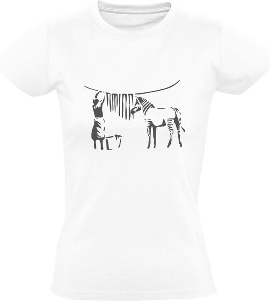 Waslijn en zebra Dames T-shirt | kunst | dieren | was | patroon ...