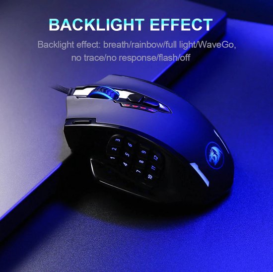 Redragon© RGB Gaming Muis - 12400 DPI - Met Instelbare DPI - Met 17 ...