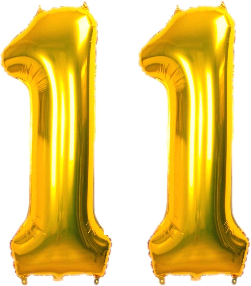 Folie Ballon Cijfer 11 Jaar Goud Verjaardag Versiering Helium Cijfer ...