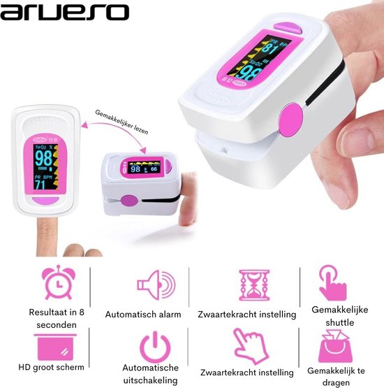 Arveso Saturatiemeter - Bloeddrukmeter met Polsslag Meting - Oximeter ...