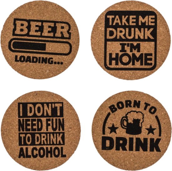 Bierviltjes met tekst – Set van 4 Onderzetters bier – Grappige ...