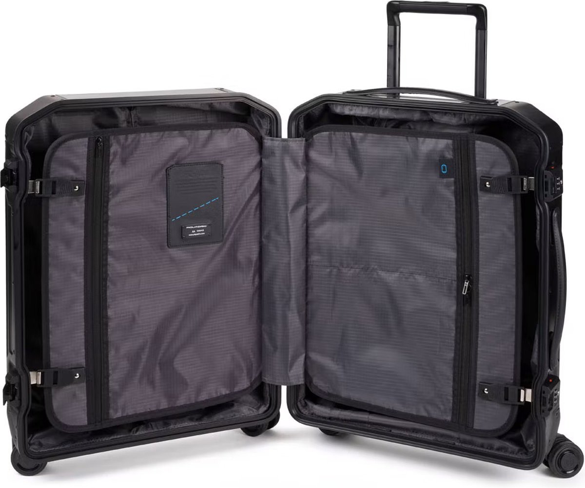 Piquadro Alu Slim Trolley Cabine 4 Roues Aluminium Noir | bol.com