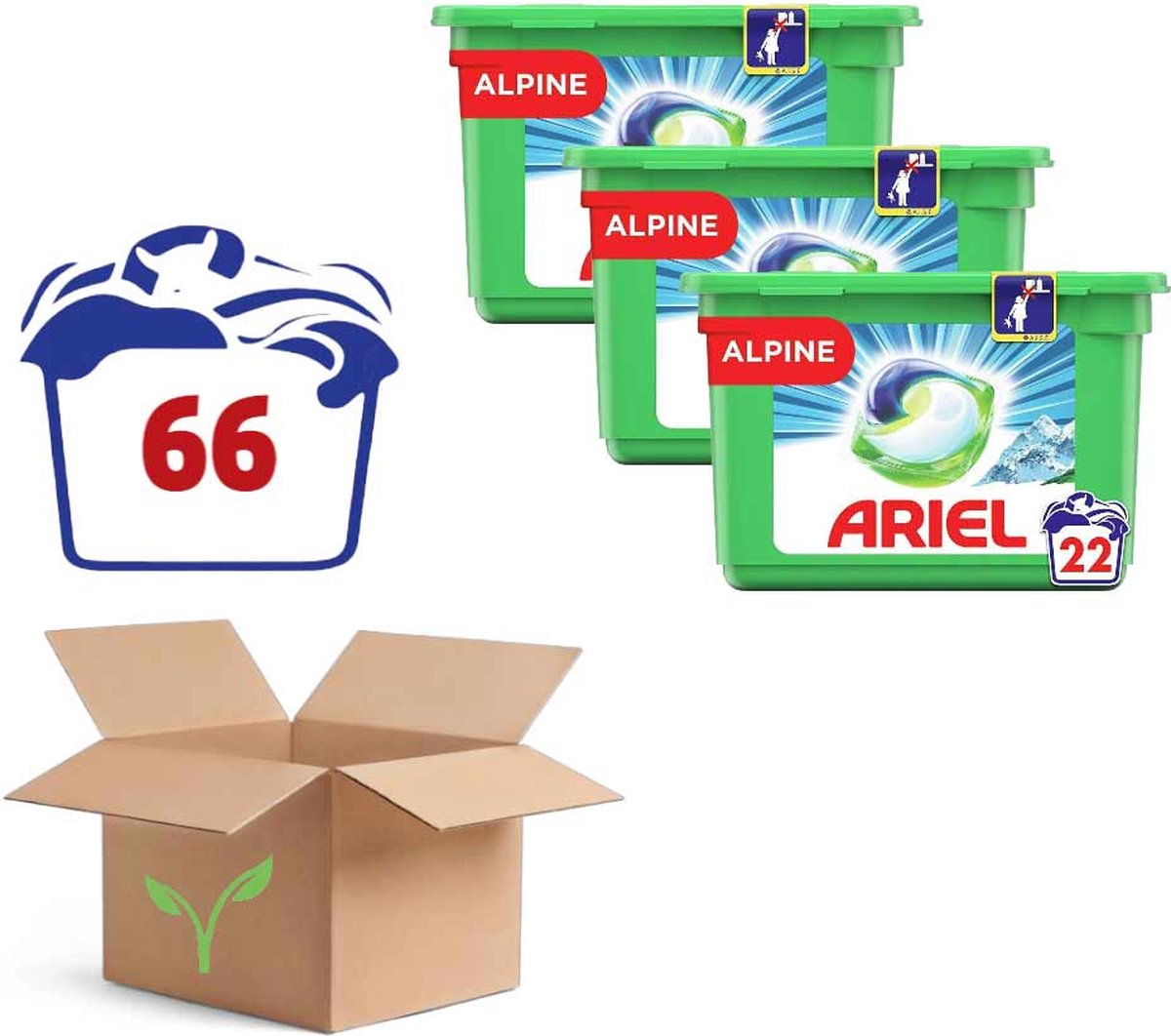 Ariel All in 1 Wasmiddel Pods Alpine - 3 x 22 Wasbeurten | bol
