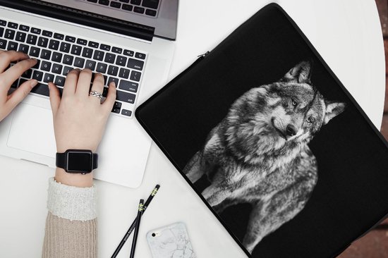 Laptophoes 15.6 inch - Wolf - Dieren - Wild - Zwart - Wit - Laptop ...