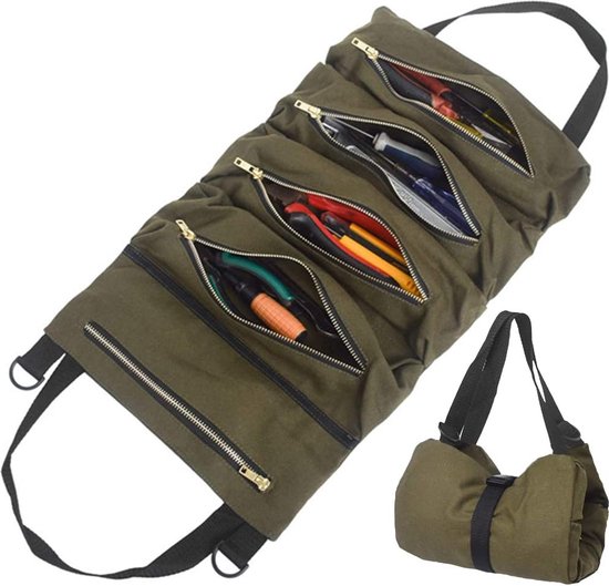 Gereedschapstas van canvas met 5 vakken met ritssluiting, kleine ...