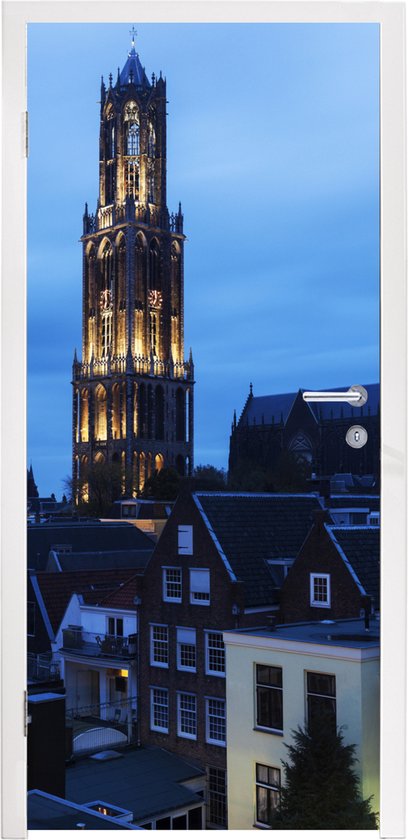 Deursticker Utrecht - Domtoren - Licht - 90x205 cm - Deurposter | bol.com