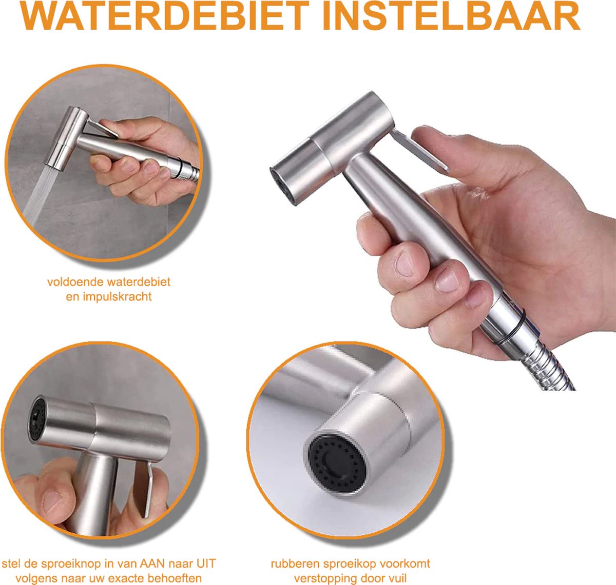 Amenzo - Premium Bidet Handdoucheset - Geborsteld RVS - Shattaf - incl ...
