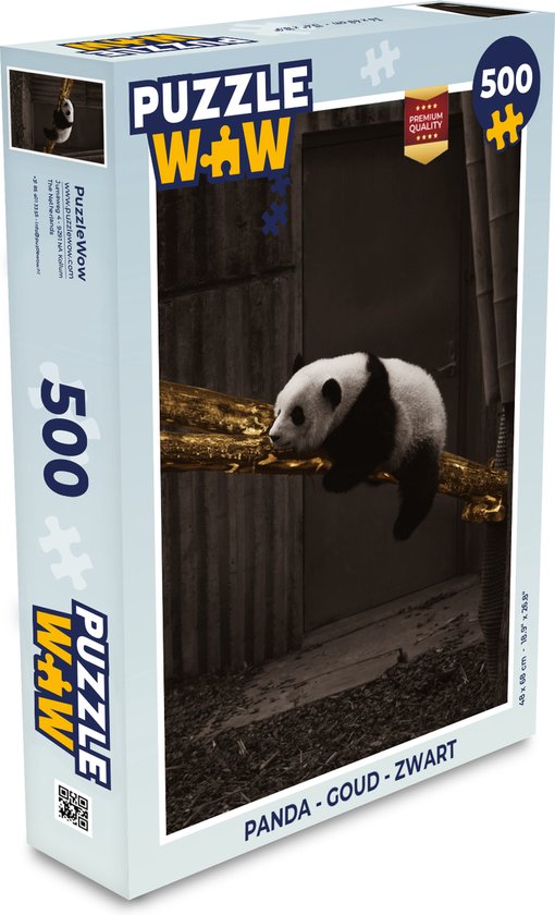 Puzzel Panda - Goud - Zwart - Legpuzzel - Puzzel 500 stukjes | bol.com