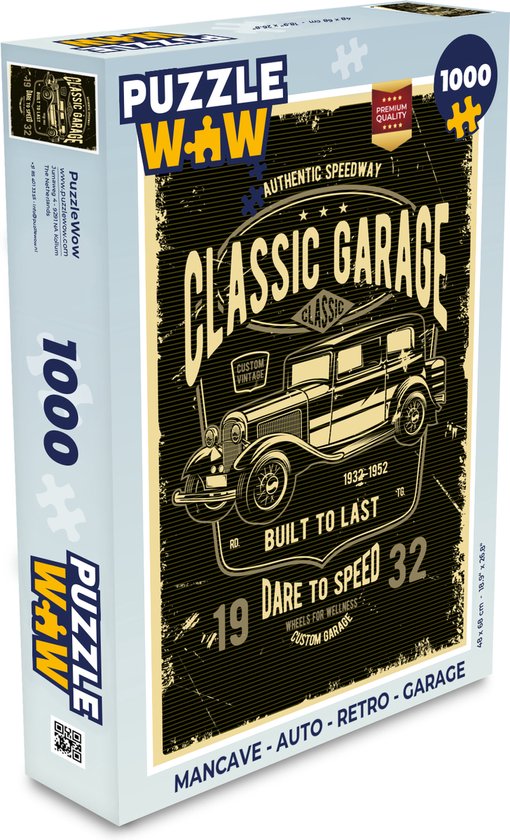 Puzzel Mancave - Auto - Retro - Garage - Legpuzzel - Puzzel 1000 ...