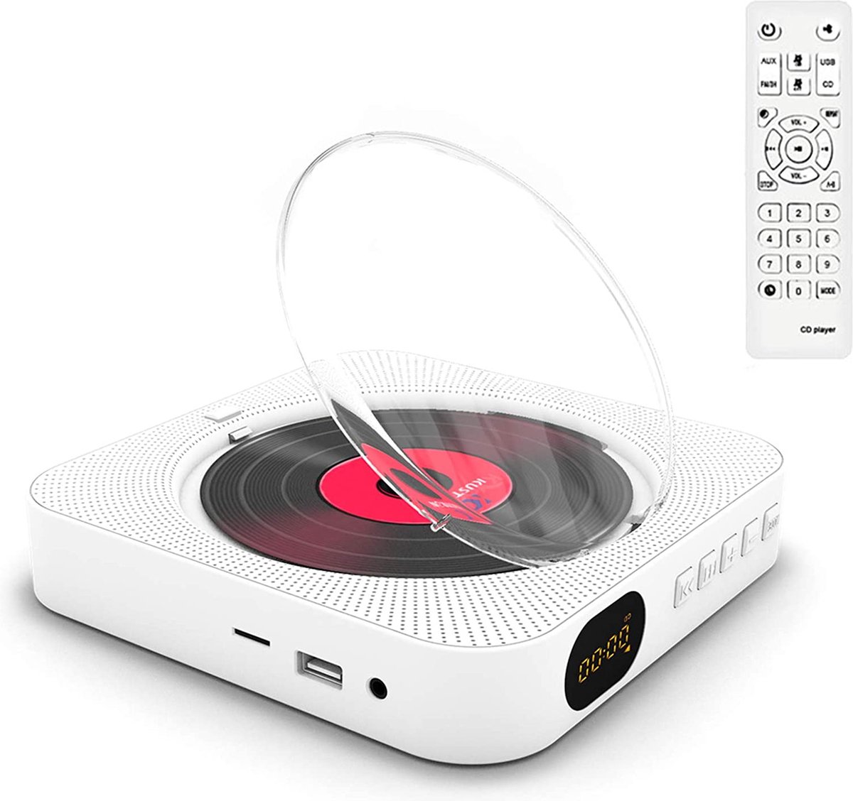 CD-speler met Bluetooth - aan de muur te monteren muziekspeler Home Audio Boombox met... | bol.com