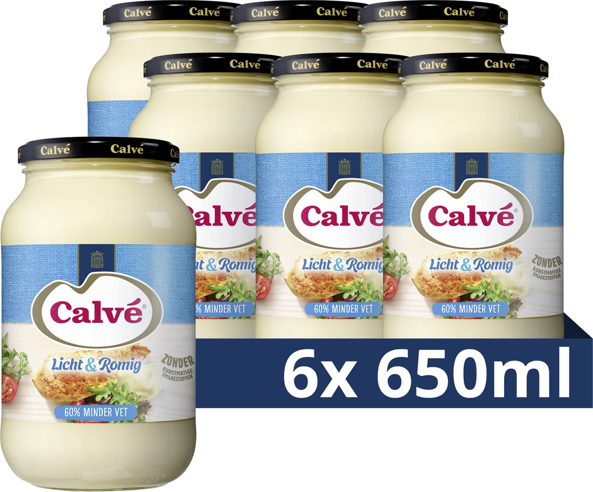 Calvé Licht & Romig Mayonaise Pot - 6 x 650 ml - Voordeelverpakking ...