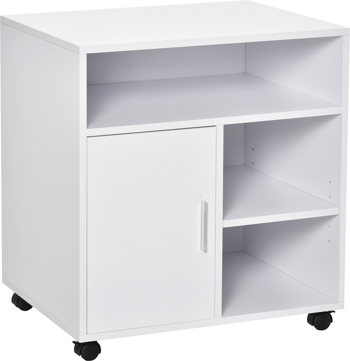 HOMCOM Printerstandaard kantoorwagen trolley met kast + planken ...