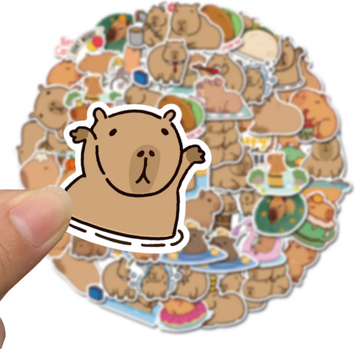 Winkrs - 50 schattige Capybara stickers - Stickers Voor laptop, muur, deur, koffer,... | bol.com