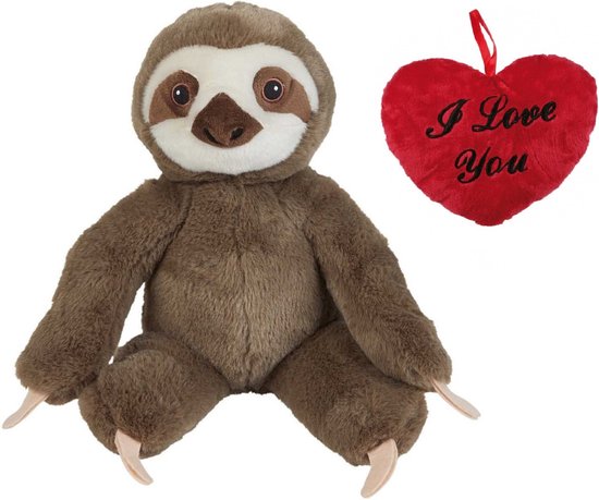 Keel Toys Valentijn - Knuffel Luiaard - 23 cm - met rood Love you ...