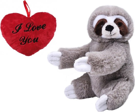Keel Toys Valentijn - Knuffel Luiaard - 25 cm - met rood Love you ...