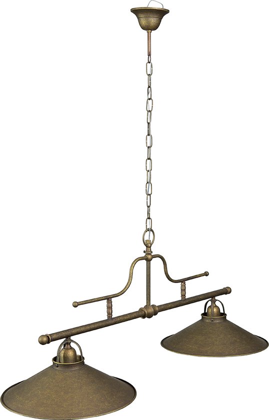 Landelijke hangende kroonluchter in verouderd messing gietstuk ...