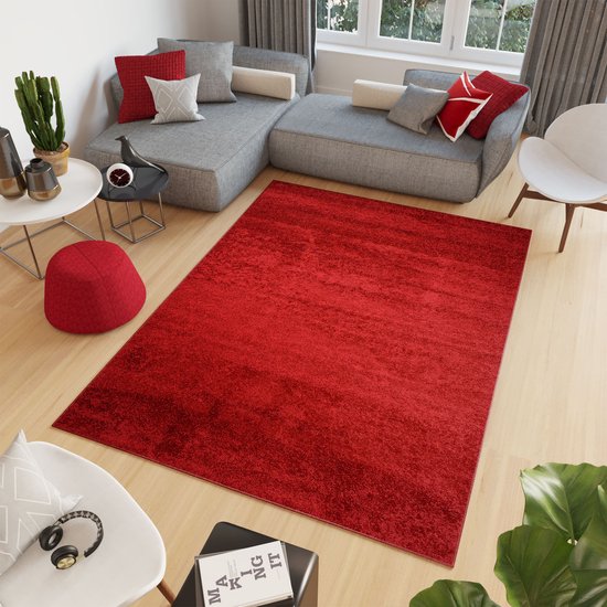 Tapiso Delhi Vloerkleed Hoogpolig Rood Modern Kleed Tapijt Maat ...