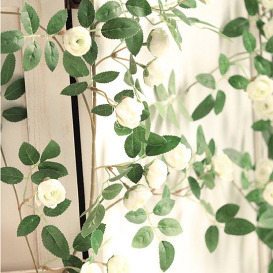 Luxe Bloemen Slinger witte roze-decoratieve slinger-Klimroos witte roze ...