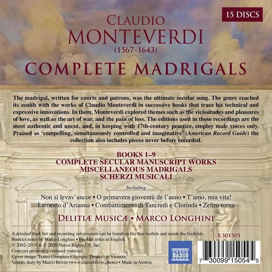 Delitiæ Musicæ, Marco Longhini - Monteverdi: Complete Madrigals (15 CD), Delitiæ... | bol