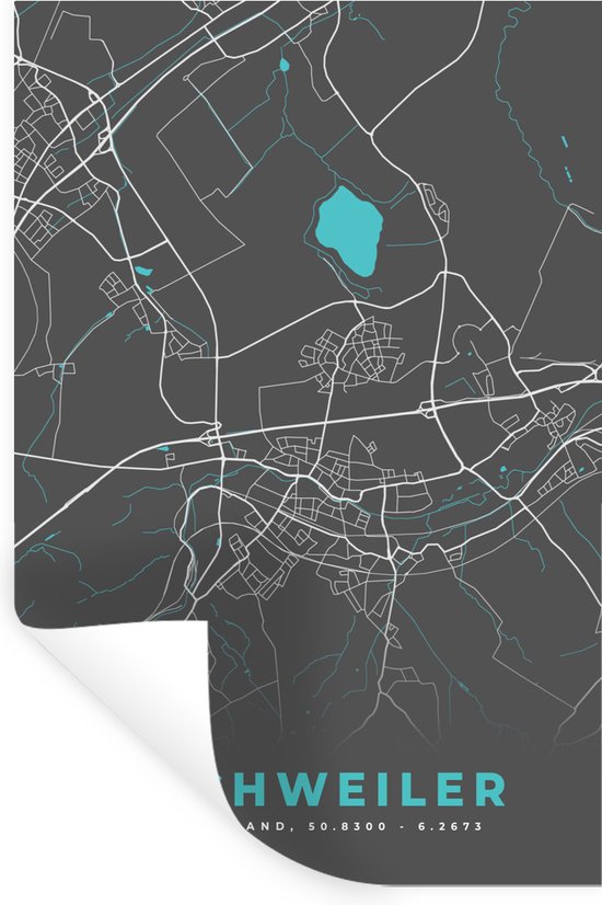 Muurstickers - Stadskaart – Plattegrond – Duitsland – Blauw ...