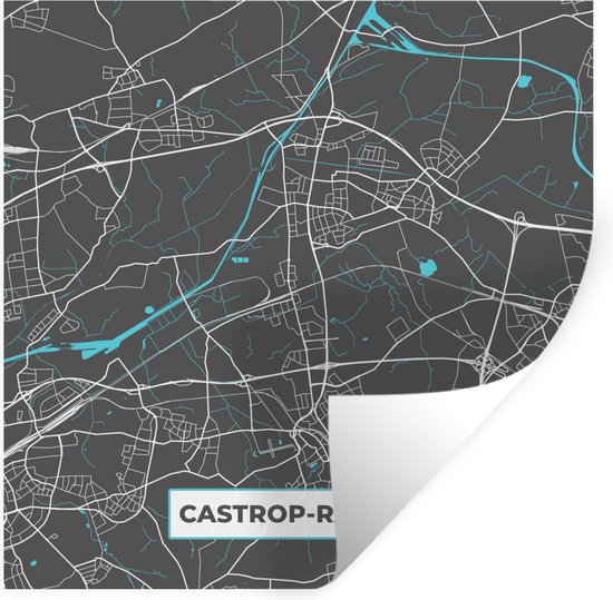 Muurstickers - Stadskaart – Plattegrond – Duitsland – Blauw – Castrop ...