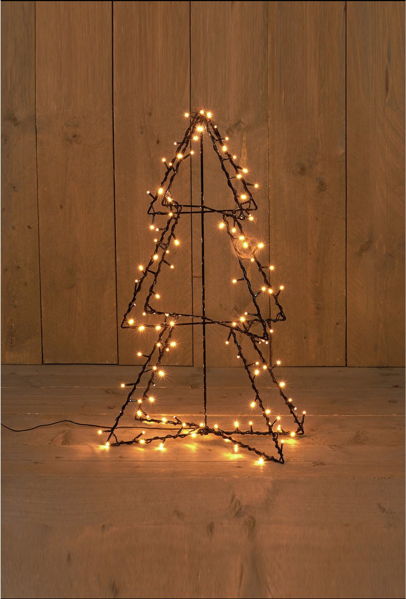 Set van 2x stuks verlichte figuren zwarte lichtboom/metalen bomen/kerstbomen met 120... | bol.com