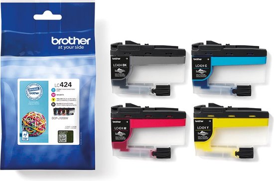 Inktcartridge brother lc-424 zwart + 3 kleuren | 4 stuk | 4 stuks | bol