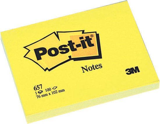 Memoblok 3M Post-it 657 76x102mm geel - 12 stuks | bol.com