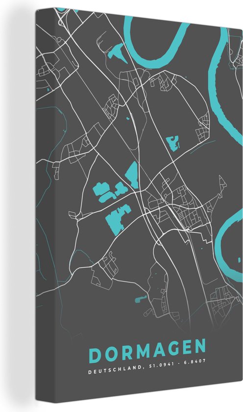 Canvas Schilderij Stadskaart – Dormagen – Duitsland – Plattegrond ...
