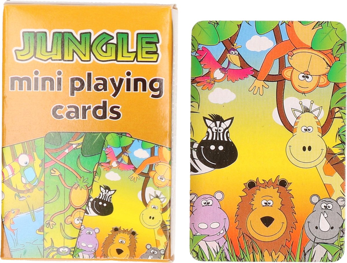 8x pakjes mini jungle dieren thema speelkaarten 6 x 4 cm in doosje van ...