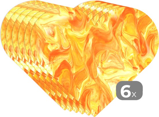 Onderleggers - Placemats - Placemats hartje - Marmer print - Oranje ...