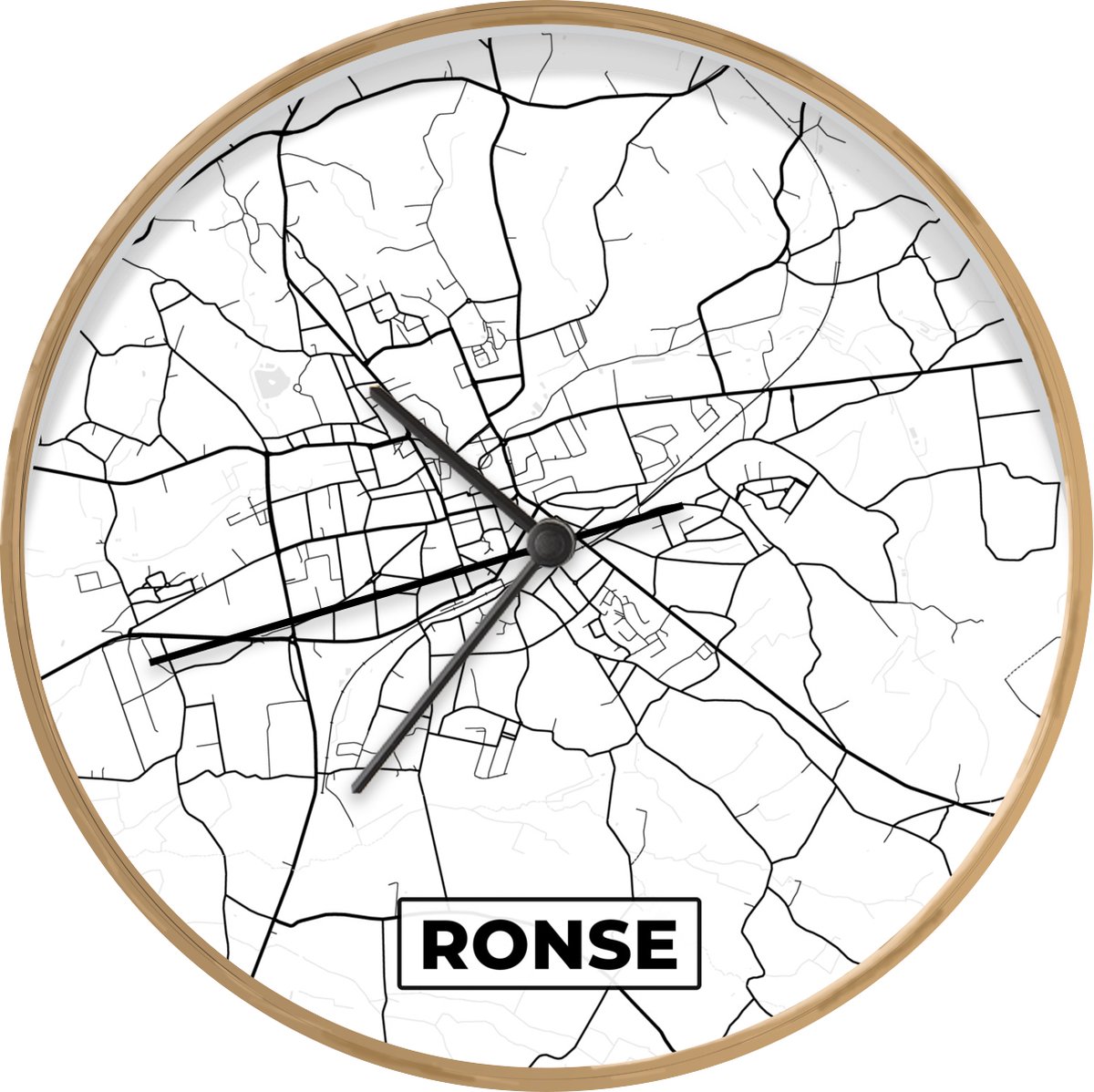 Klok - Ø 30 cm - Stadskaart – Plattegrond – België – Zwart Wit – Ronse ...