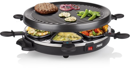 Princess Raclette Gourmetstel - 6 personen - Ronde grillplaat ...
