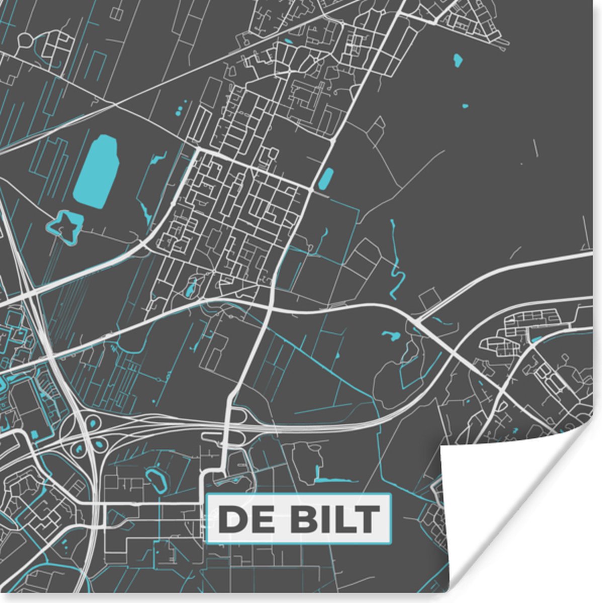 Poster De Bilt - Kaart - Plattegrond - Stadskaart - 30x30 cm | bol.com